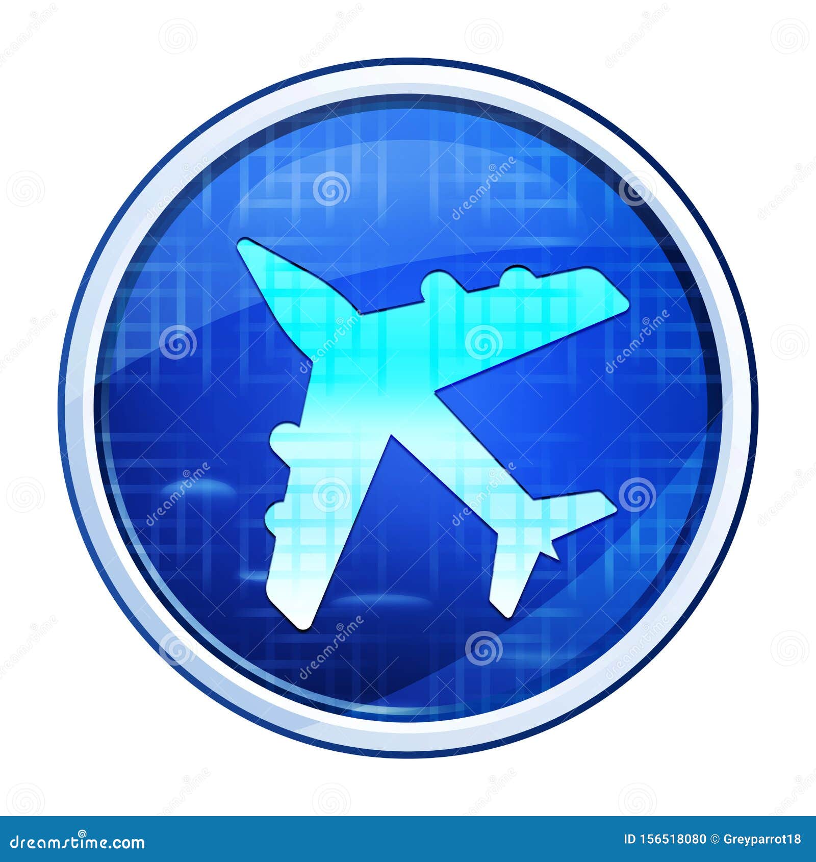 Plane Icon Futuristic Blue Round Button Vector Illustration Stock ...