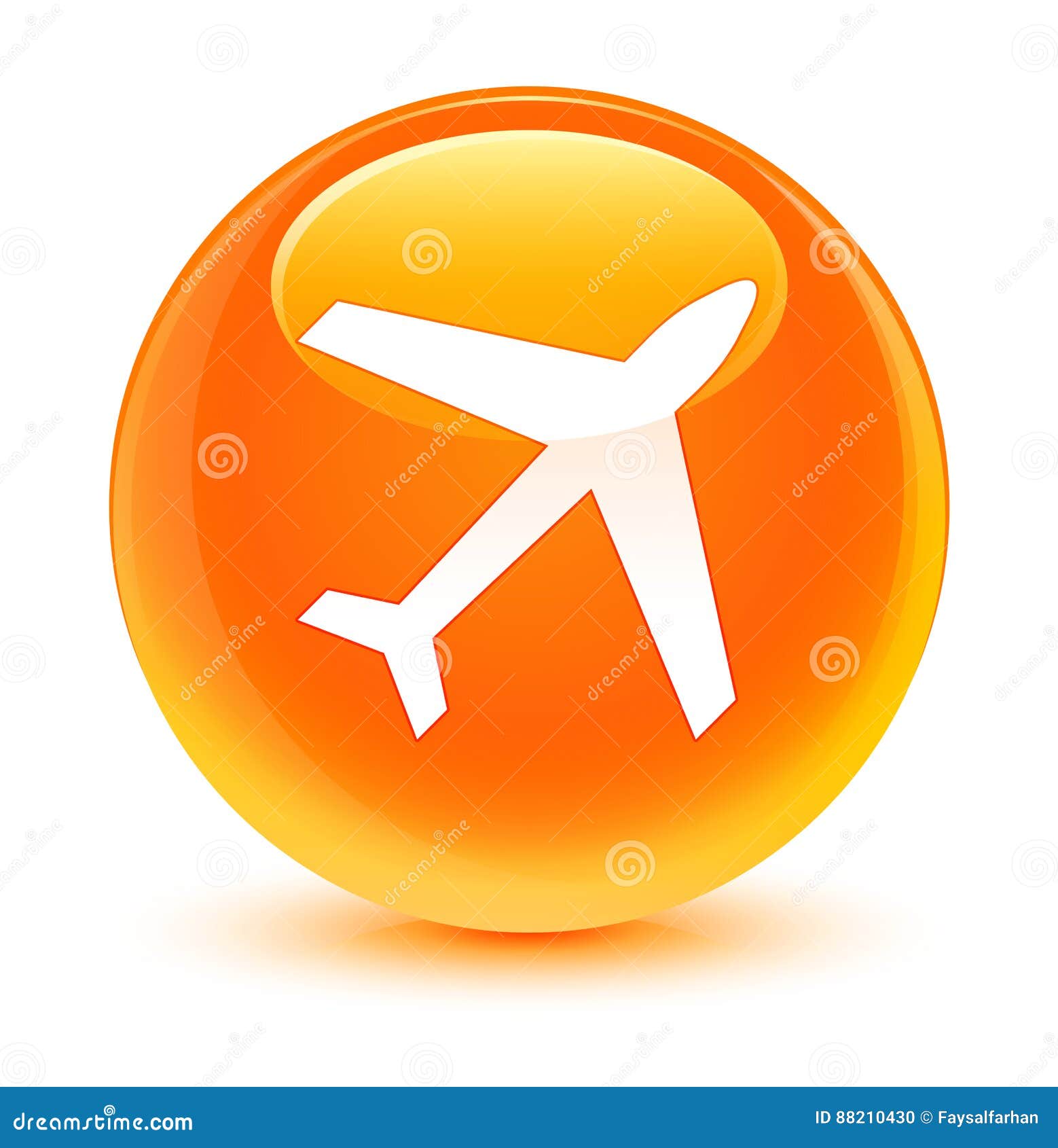 Plane Icon Glassy Orange Round Button Stock Illustration - Illustration ...