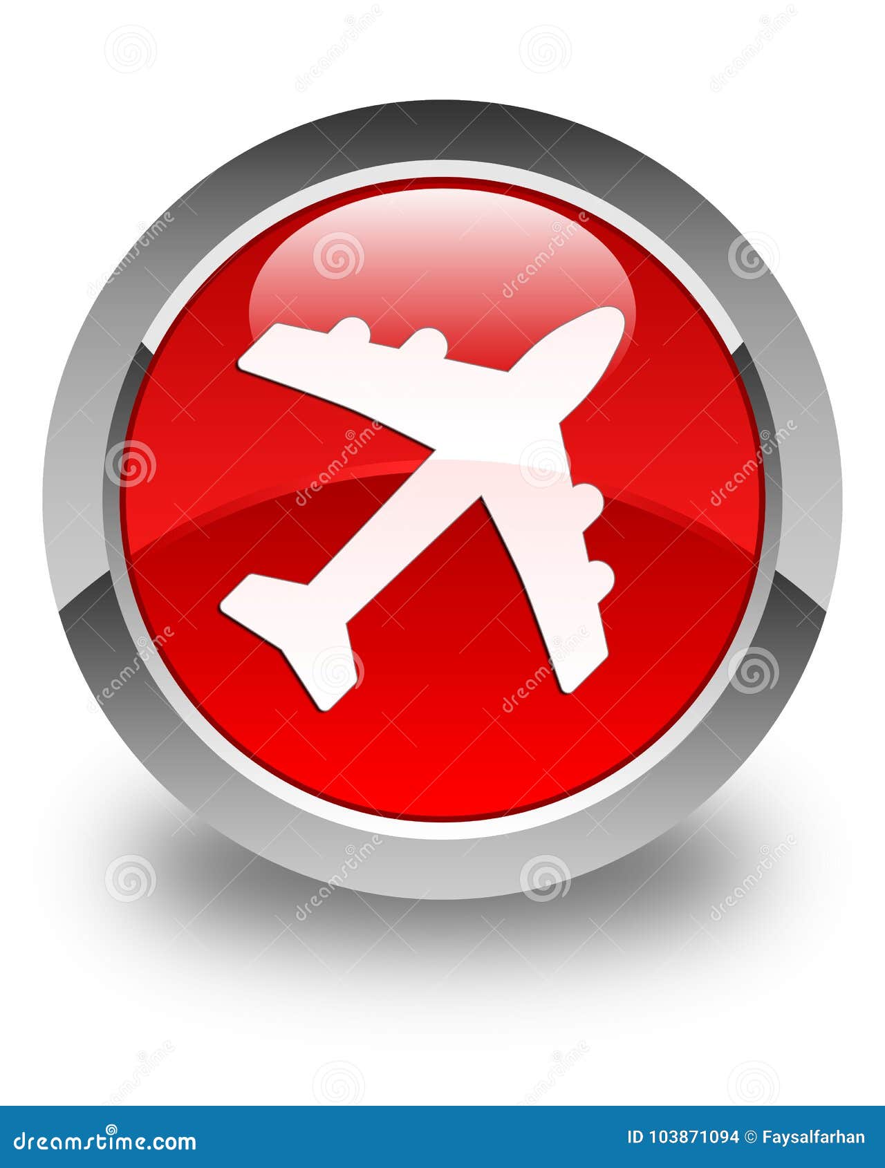 Plane Icon Glossy Red Round Button Stock Illustration - Illustration of ...