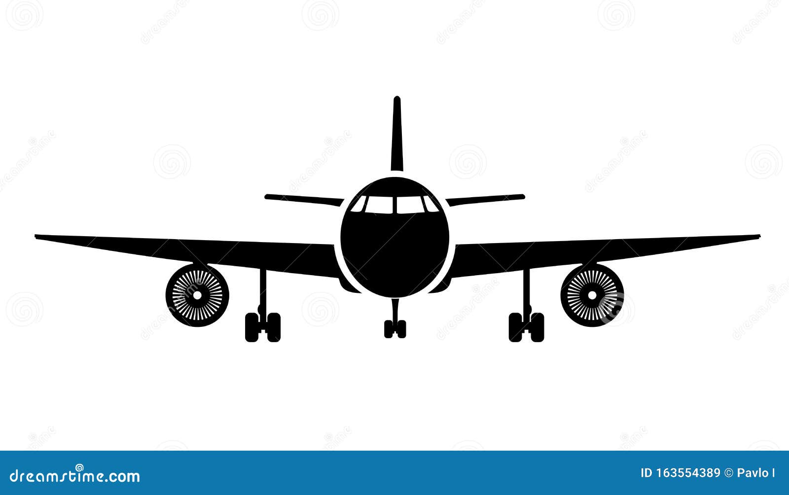 Industrial Blueprint Of Airplane. Vector Outline Drawing Plane On A ...