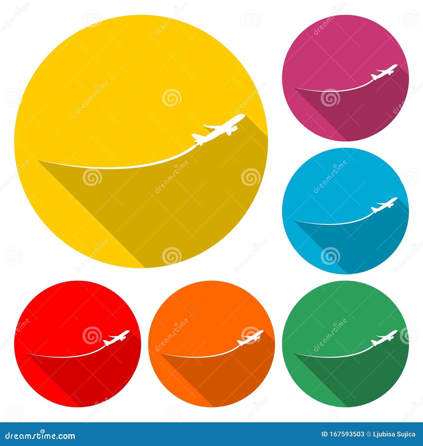 Plane Icon Isolated with Long Shadow Stock Illustration - Illustration ...
