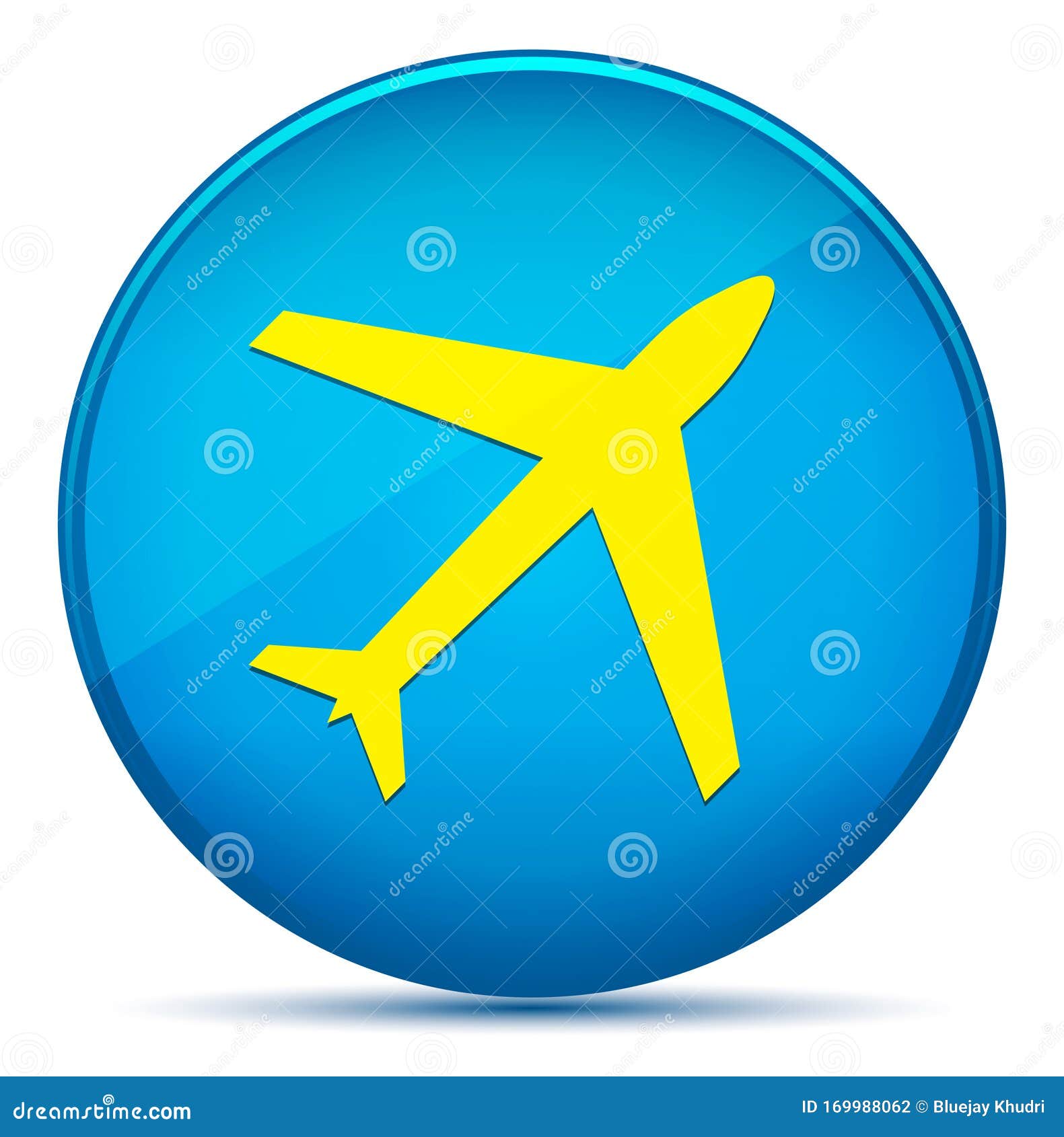 Plane Icon Modern Flat Cyan Blue Round Button Stock Illustration ...