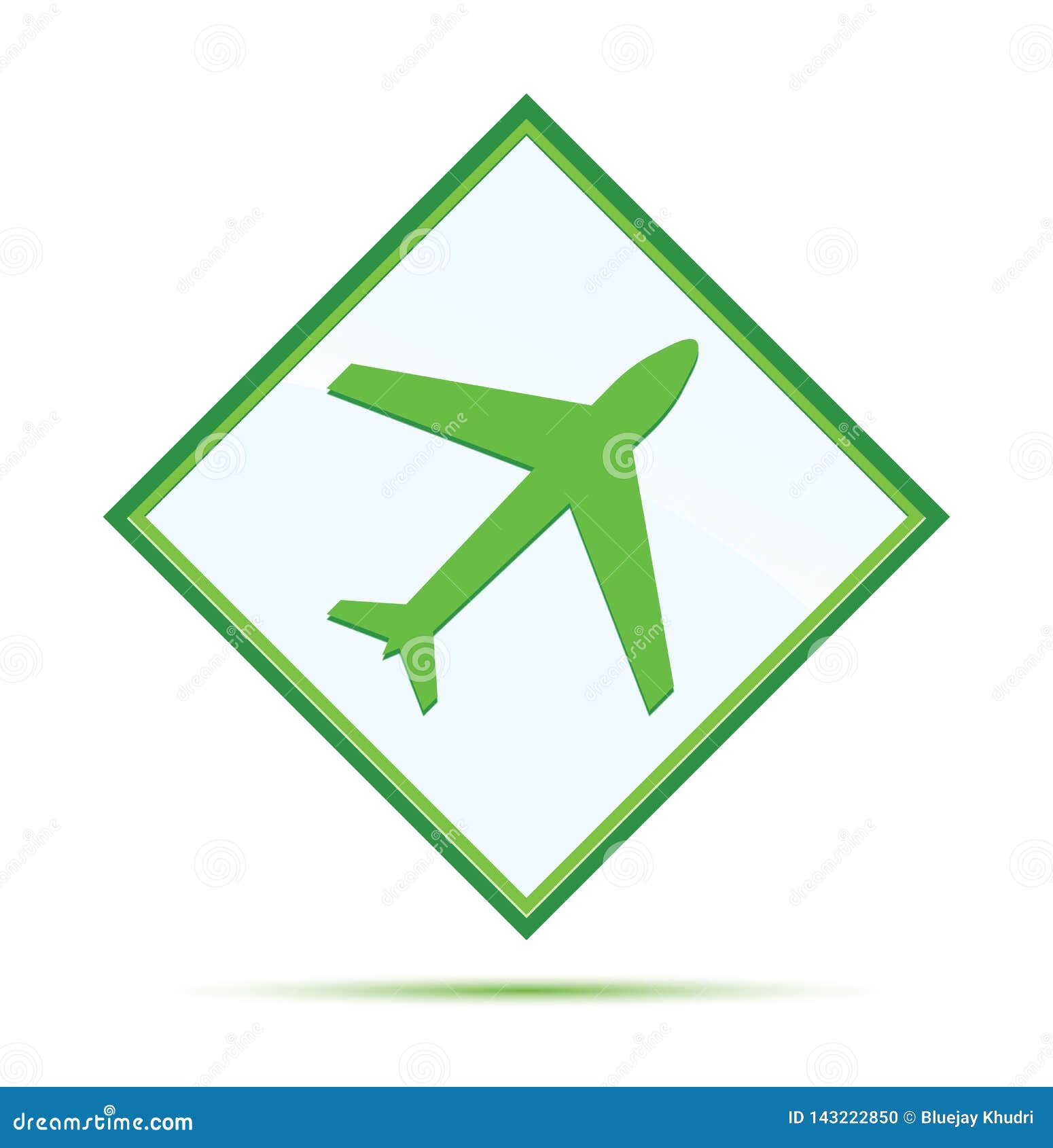 Plane Icon Modern Abstract Green Diamond Button Stock Illustration ...
