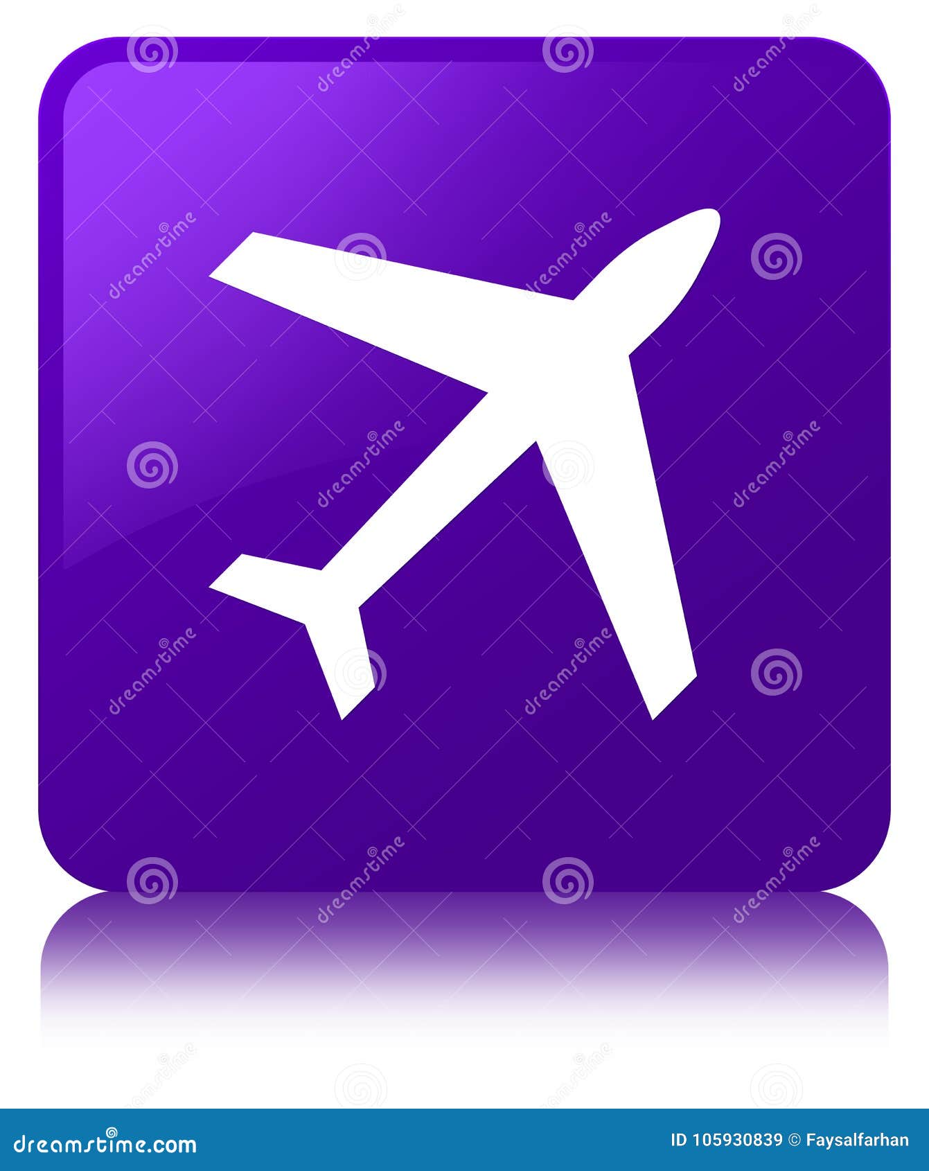 Plane Icon Purple Square Button Stock Illustration - Illustration of ...