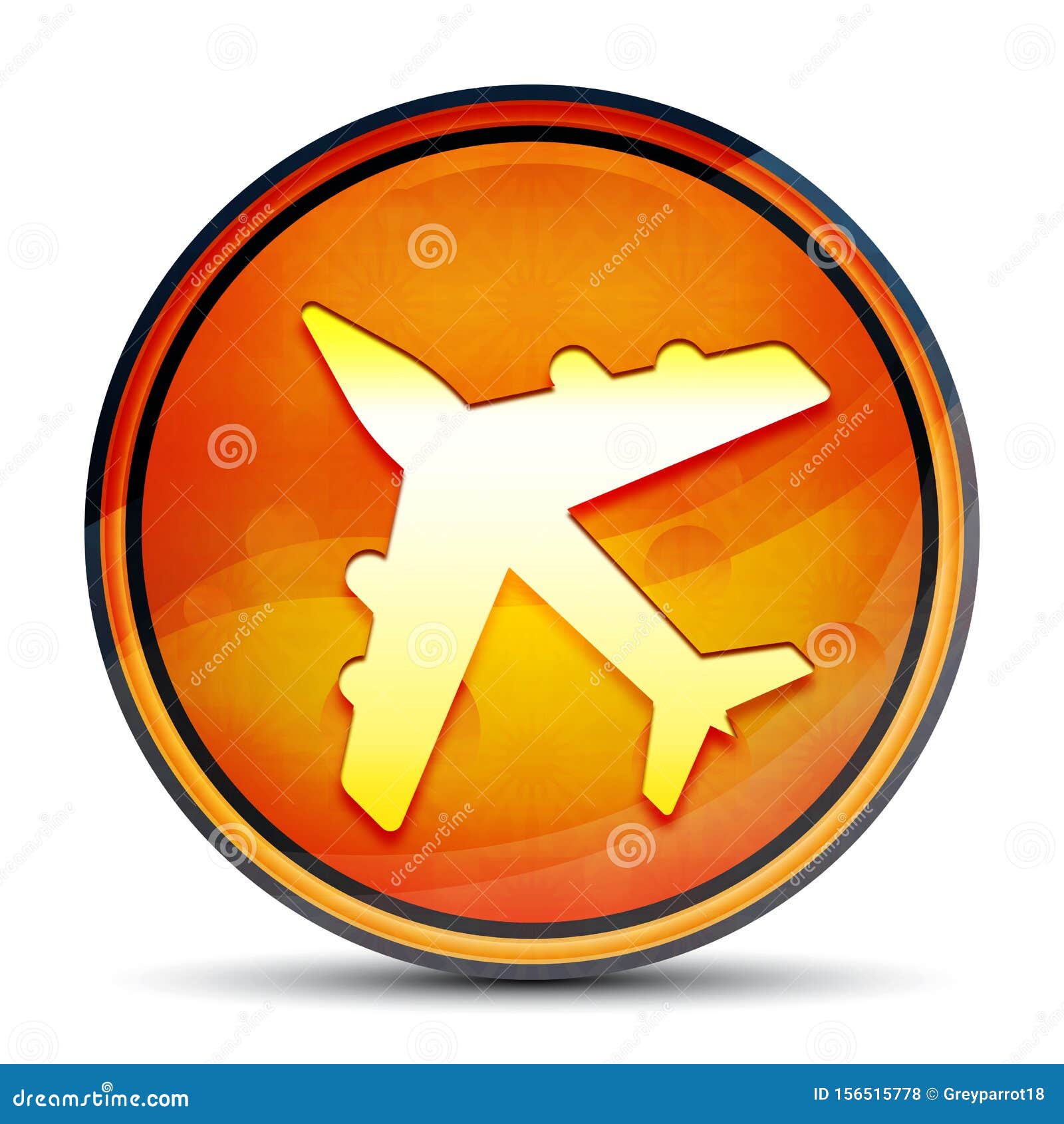 Plane Icon Shiny Bright Orange Round Button Illustration Stock ...