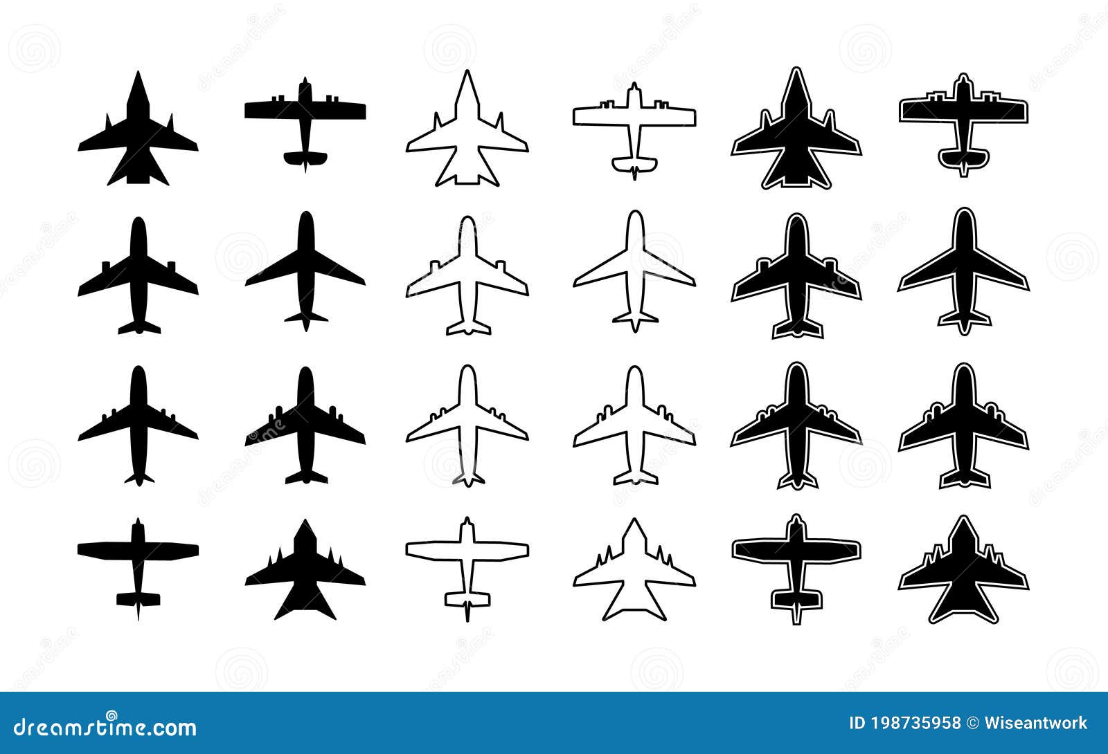 Plane Icon. Silhouette of Airplane. Outline Aircraft for Travel ... Plane Icon. Silhouette of Airplane. Outline Aircraft for Travel ...