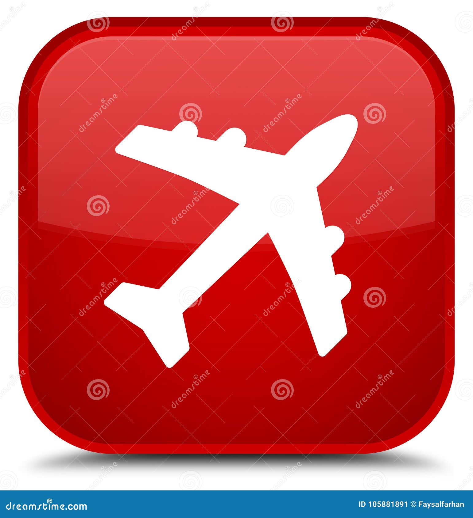 Plane Icon Special Red Square Button Stock Illustration - Illustration ...