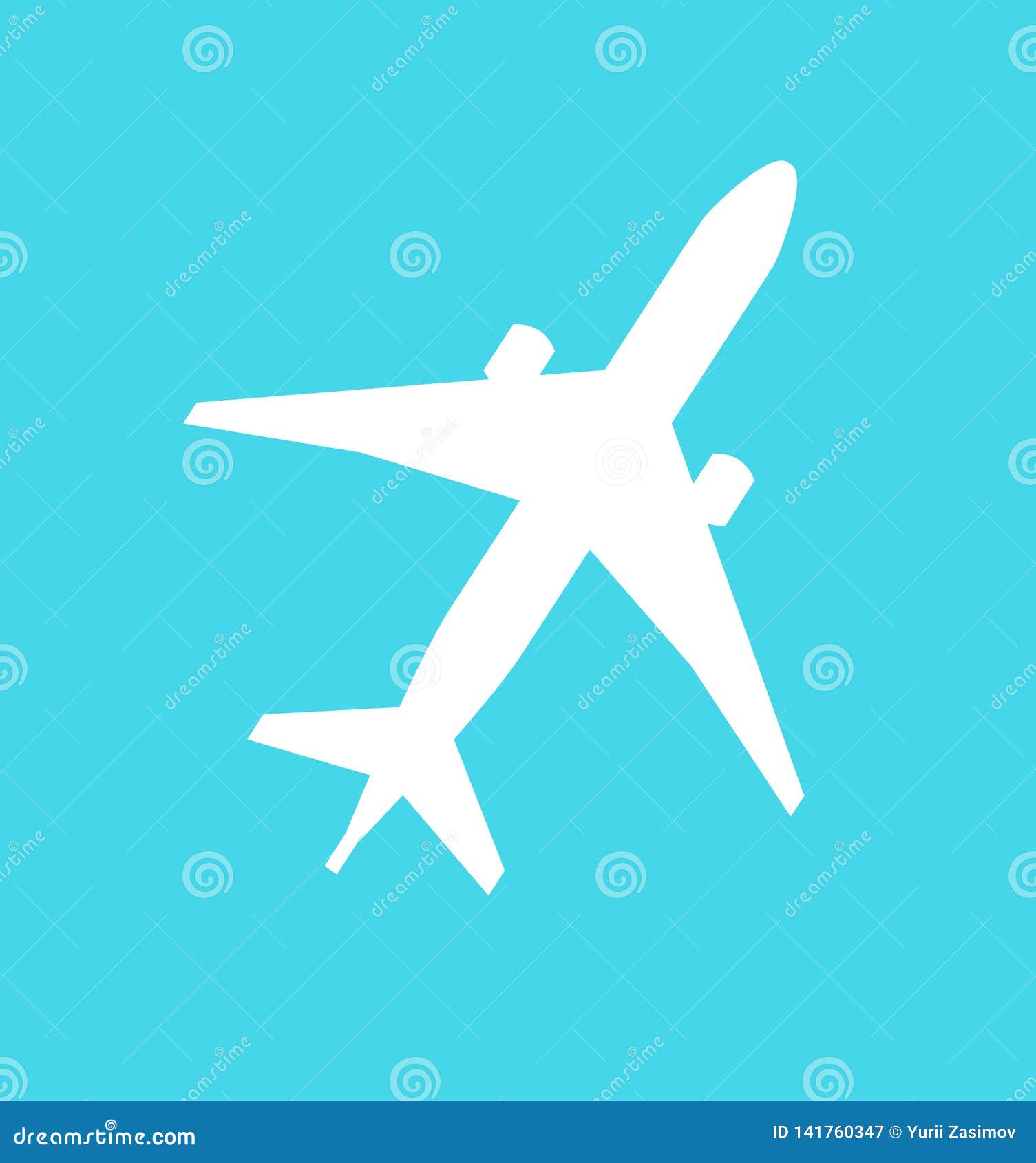 Plane Icon Vector Flat Illustration, Pictogram Isolated on Blue Stock ...