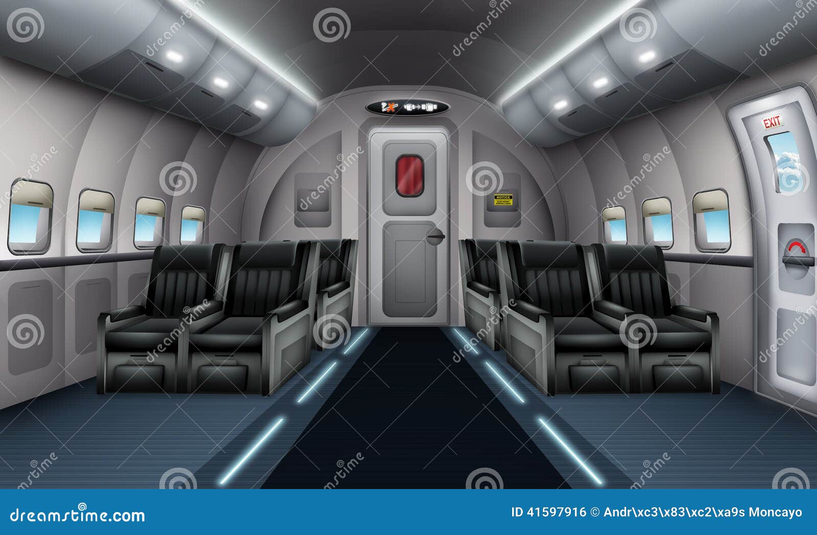 Plane interior stock illustration. Illustration of monitor - 41597916