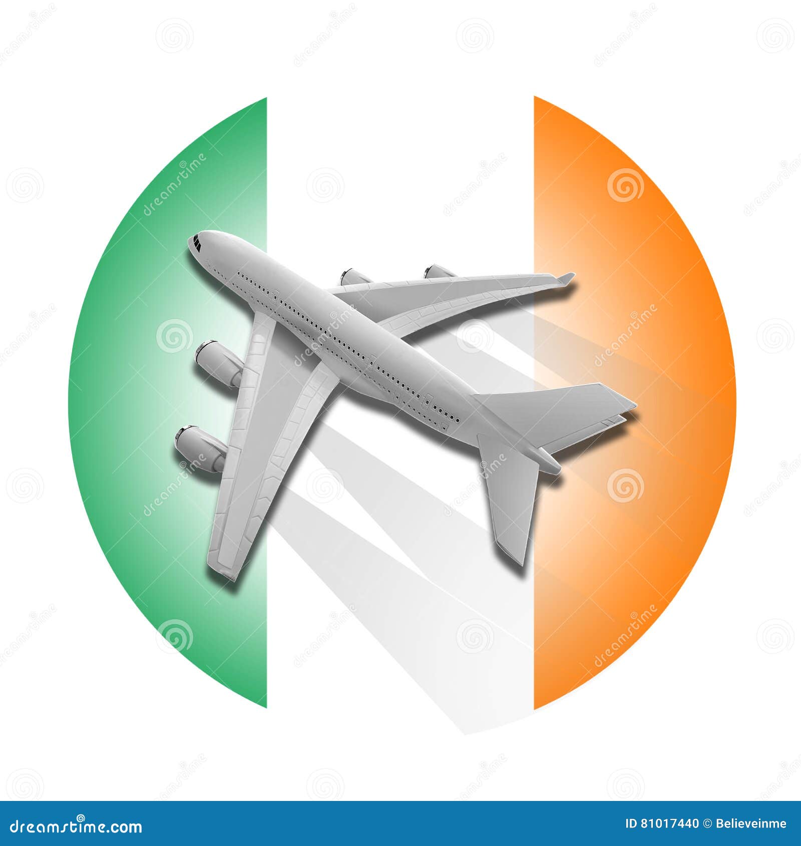 Plane and Ireland flag. stock illustration. Illustration of flag - 81017440