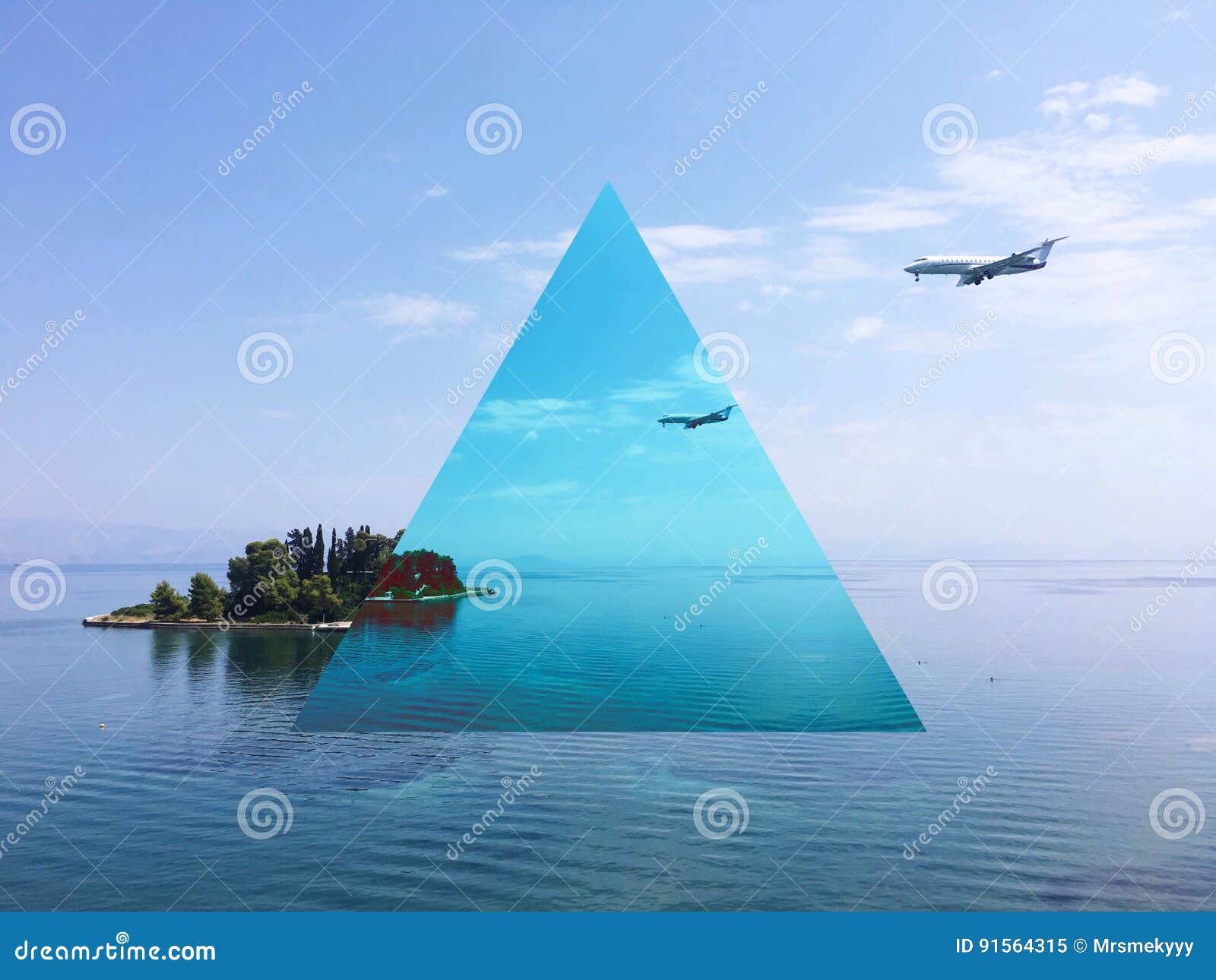 Plane with island stock image. Image of summer, approaching - 91564315