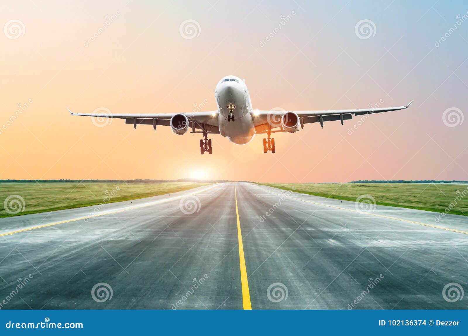 Plane Landing On Runway