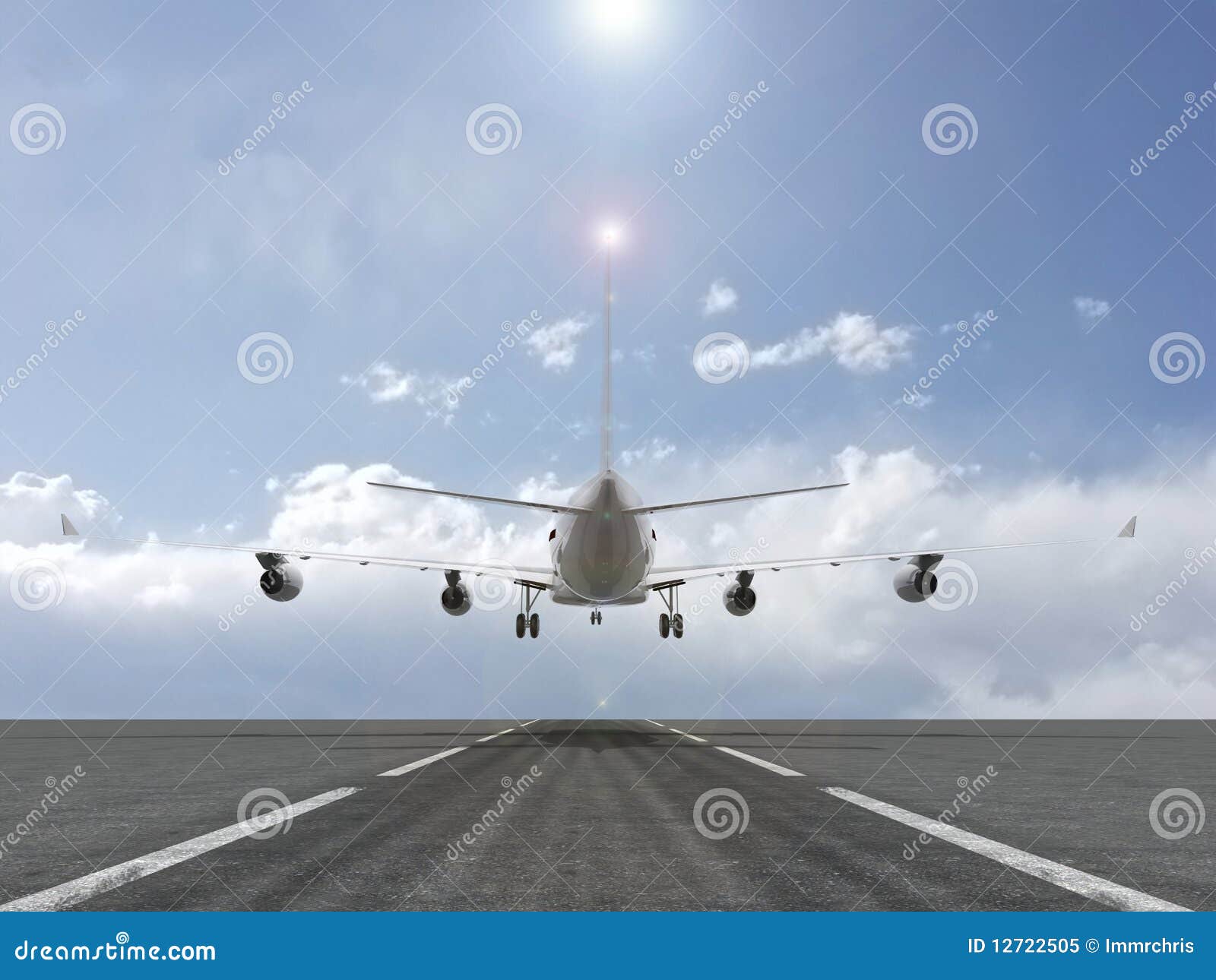 Plane landing stock illustration. Illustration of plane - 12722505