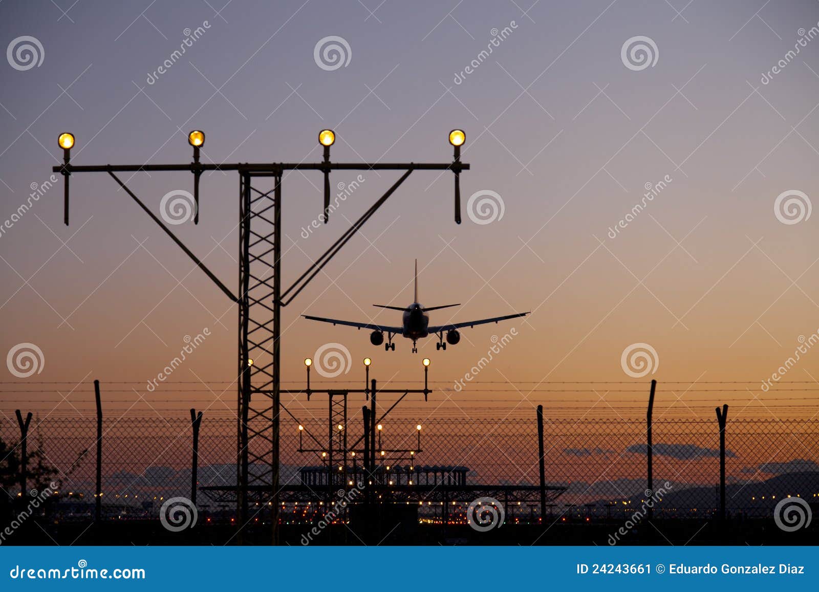 Plane landing stock image. Image of fences, wheels, aircraft - 24243661