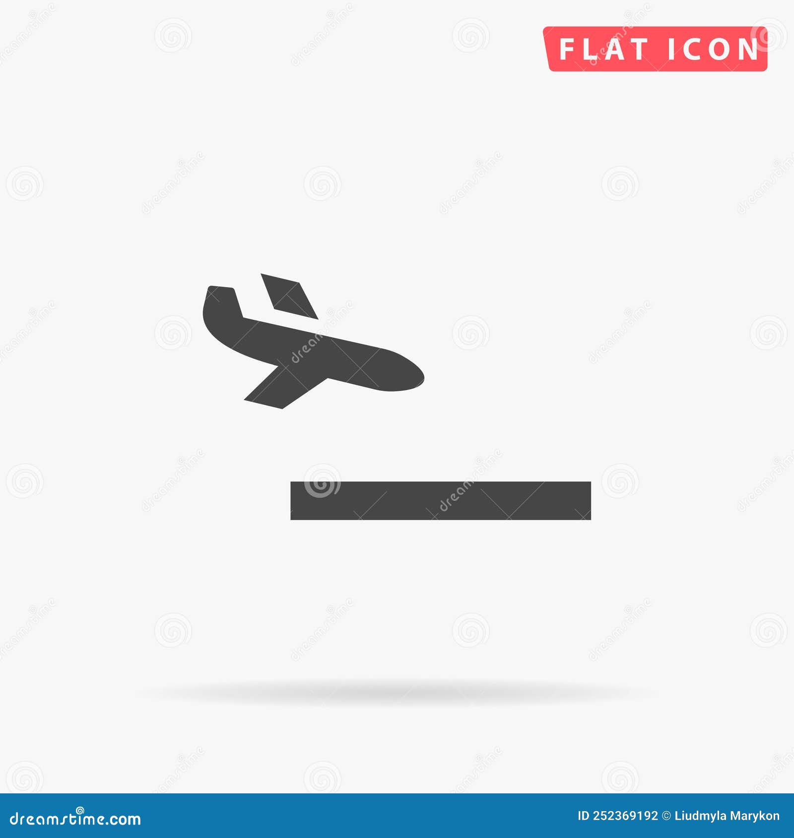 Plane Landing Flat Vector Icon Stock Vector - Illustration of speed ...