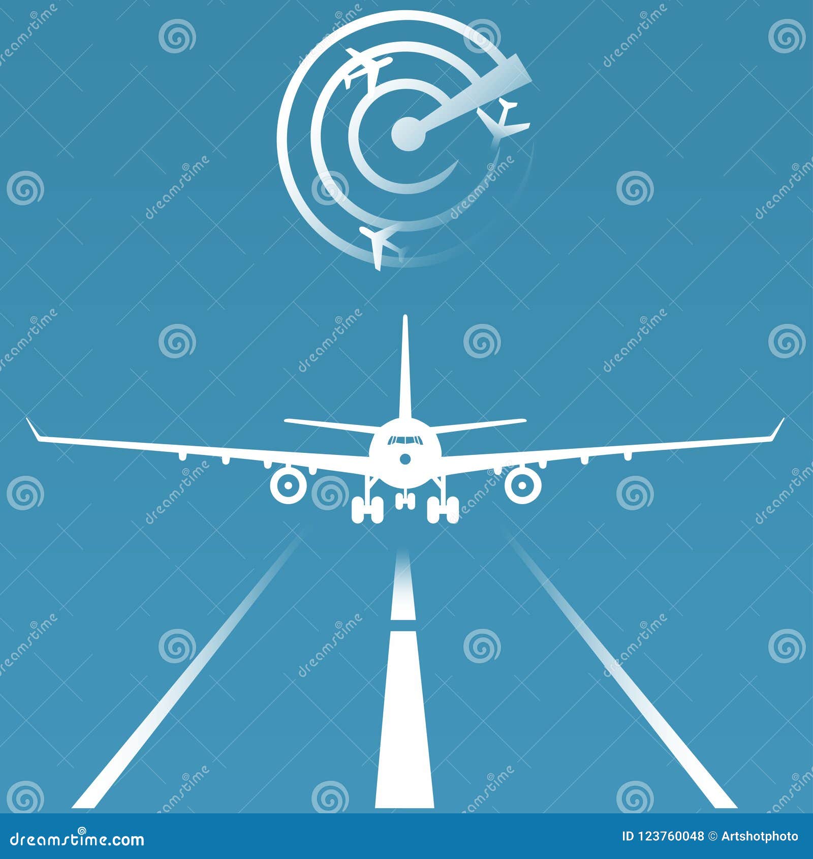 Plane Landing and Radar, Vector Stock Vector - Illustration of symbol ...