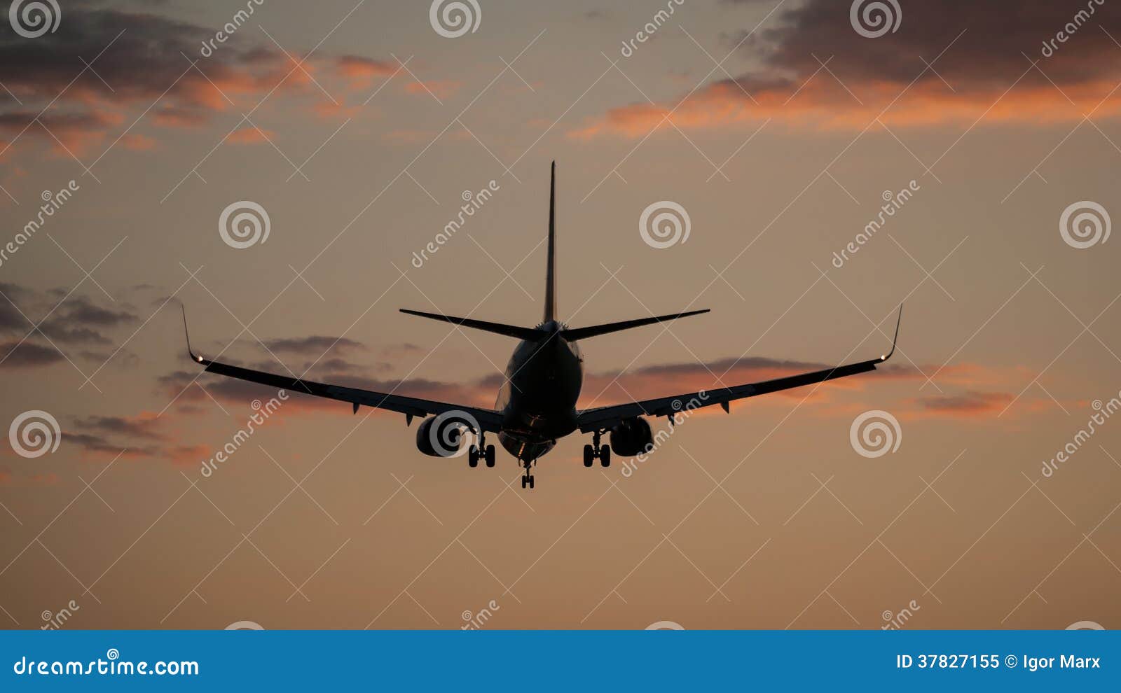 Plane landing in a sunset stock image. Image of vivid - 37827155