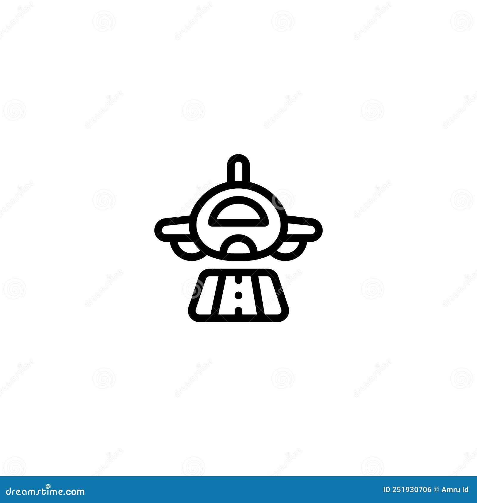 Plane Landing or Take Off Outline Icon, Logo, and Illustration Stock ...