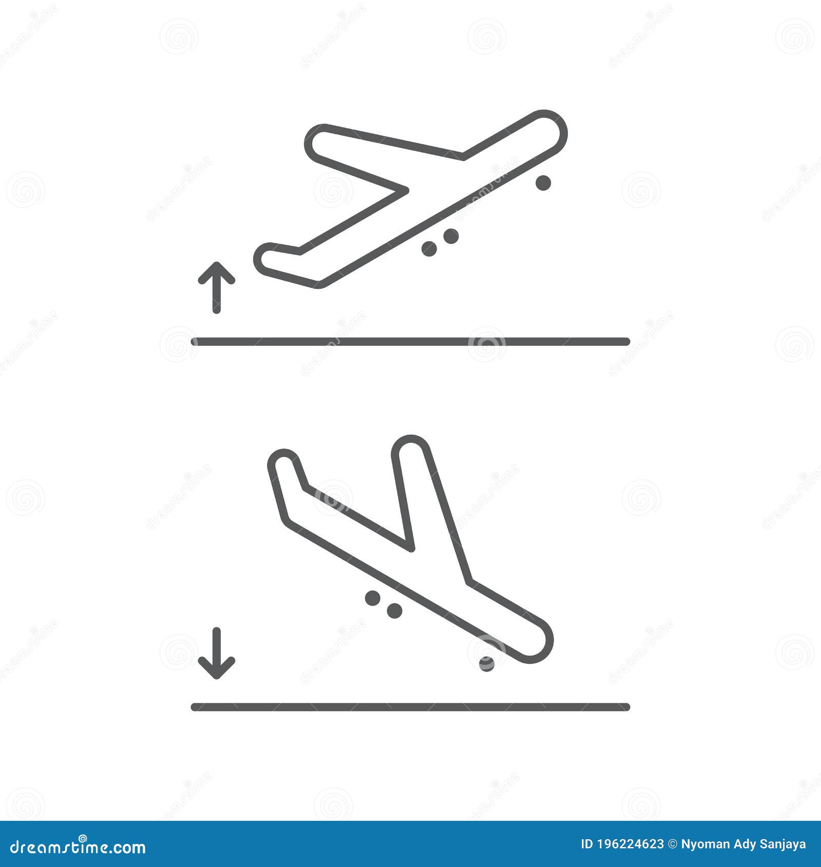 Plane Landing and Takeoff Vector Icon Symbol Isolated on White ...