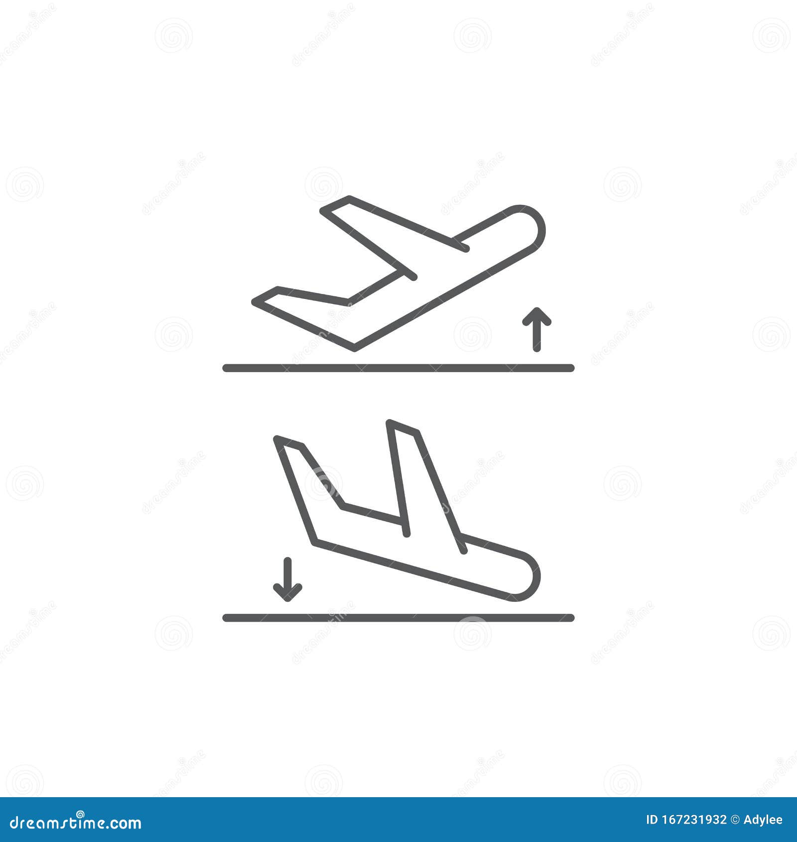 Plane Landing, Takeoff Vector Icon Symbol Isolated on White Background ...