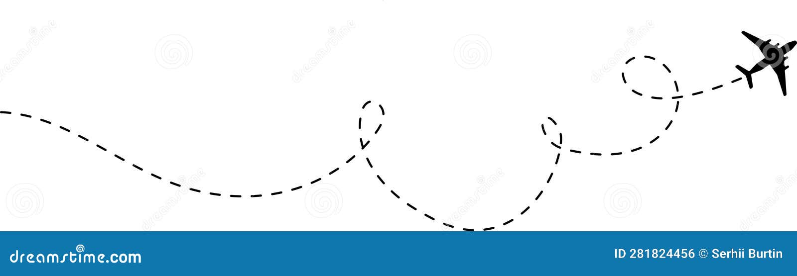 Plane with Line and Blank for Text. Continuous One Line Drawing ...