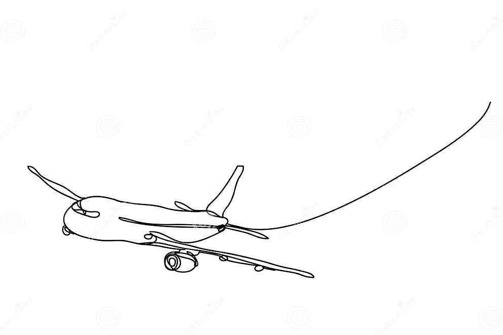 A Plane , Line Drawing Style,vector Design Stock Illustration ...