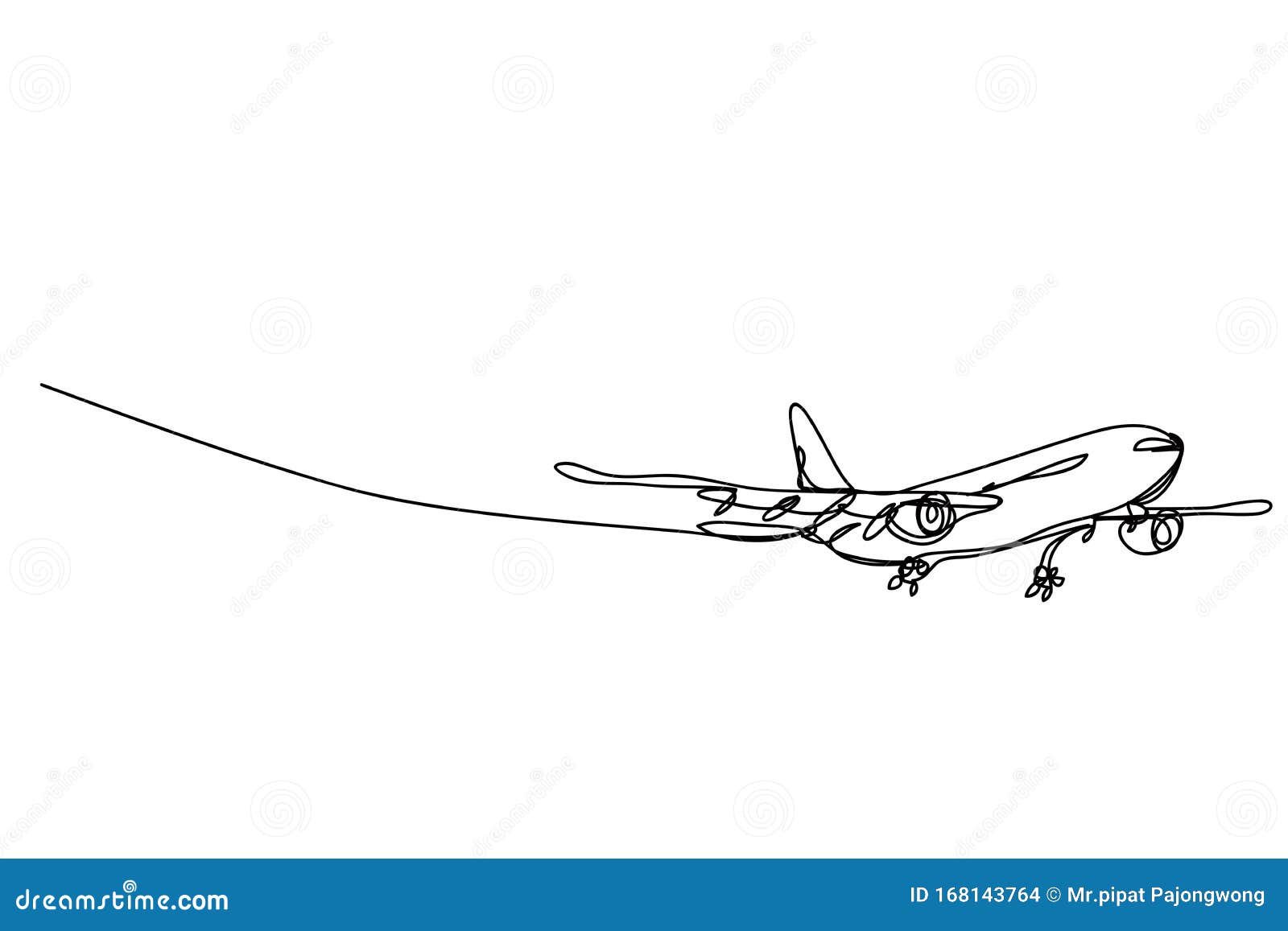 A Plane , Line Drawing Style,vector Design Stock Illustration ...