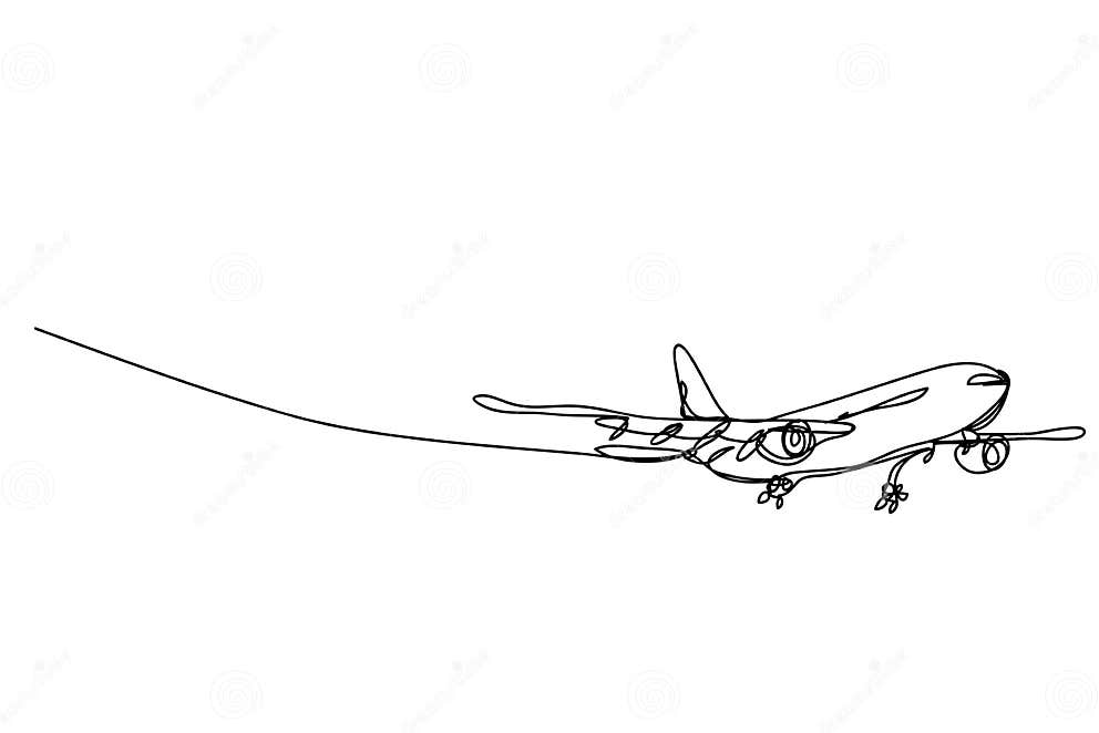 A Plane , Line Drawing Style,vector Design Stock Illustration ...