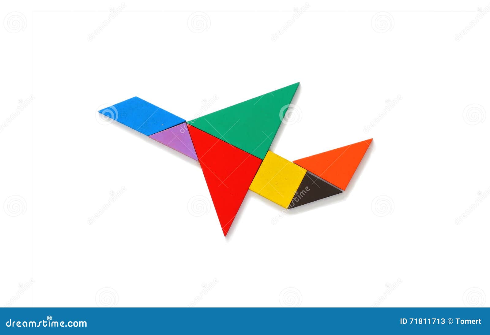 Plane Made from Tangram Puzzle. Isolated on White Stock Image - Image ...