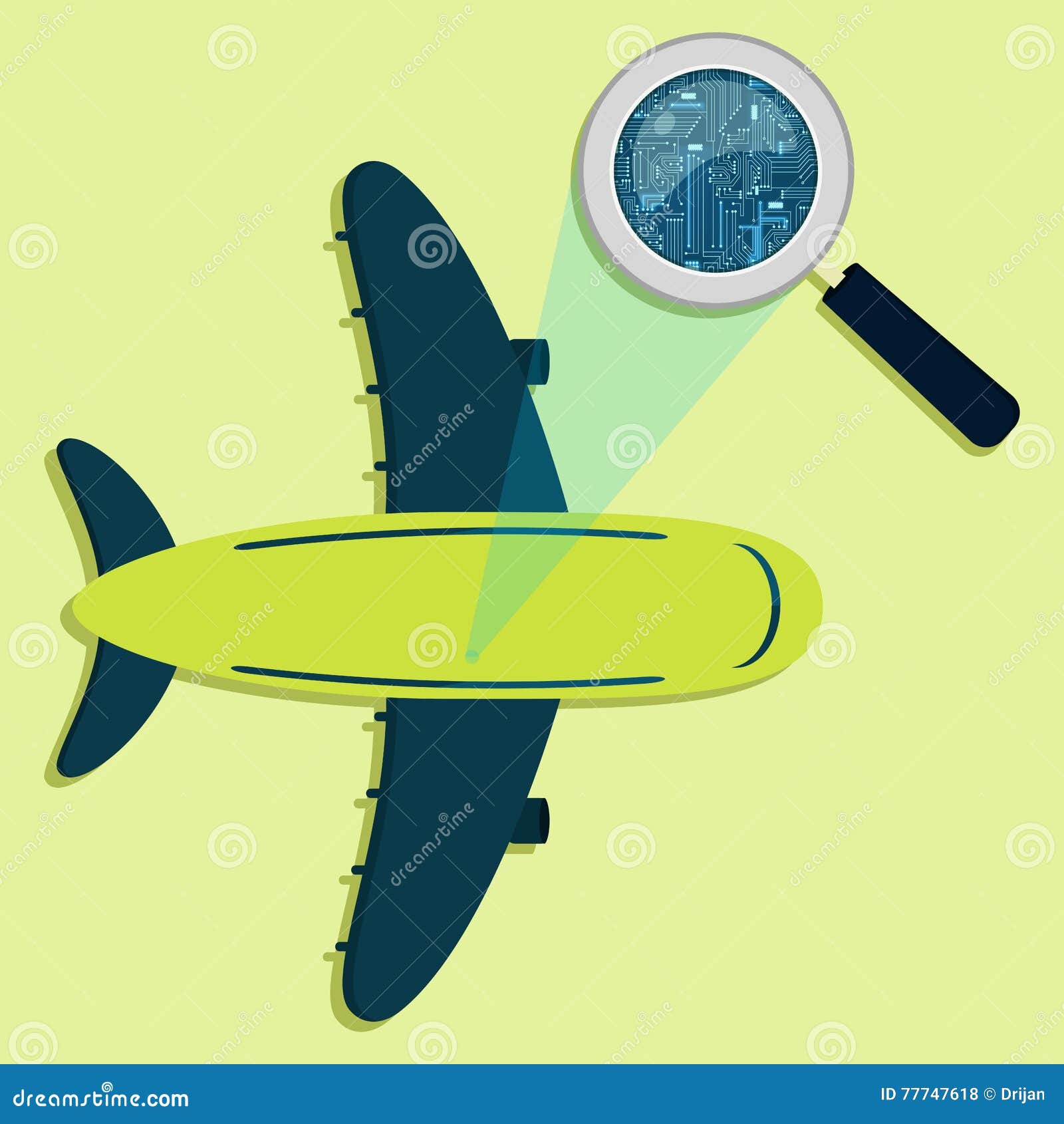 Plane, Magnifying Glass and Electronics Stock Vector - Illustration of ...