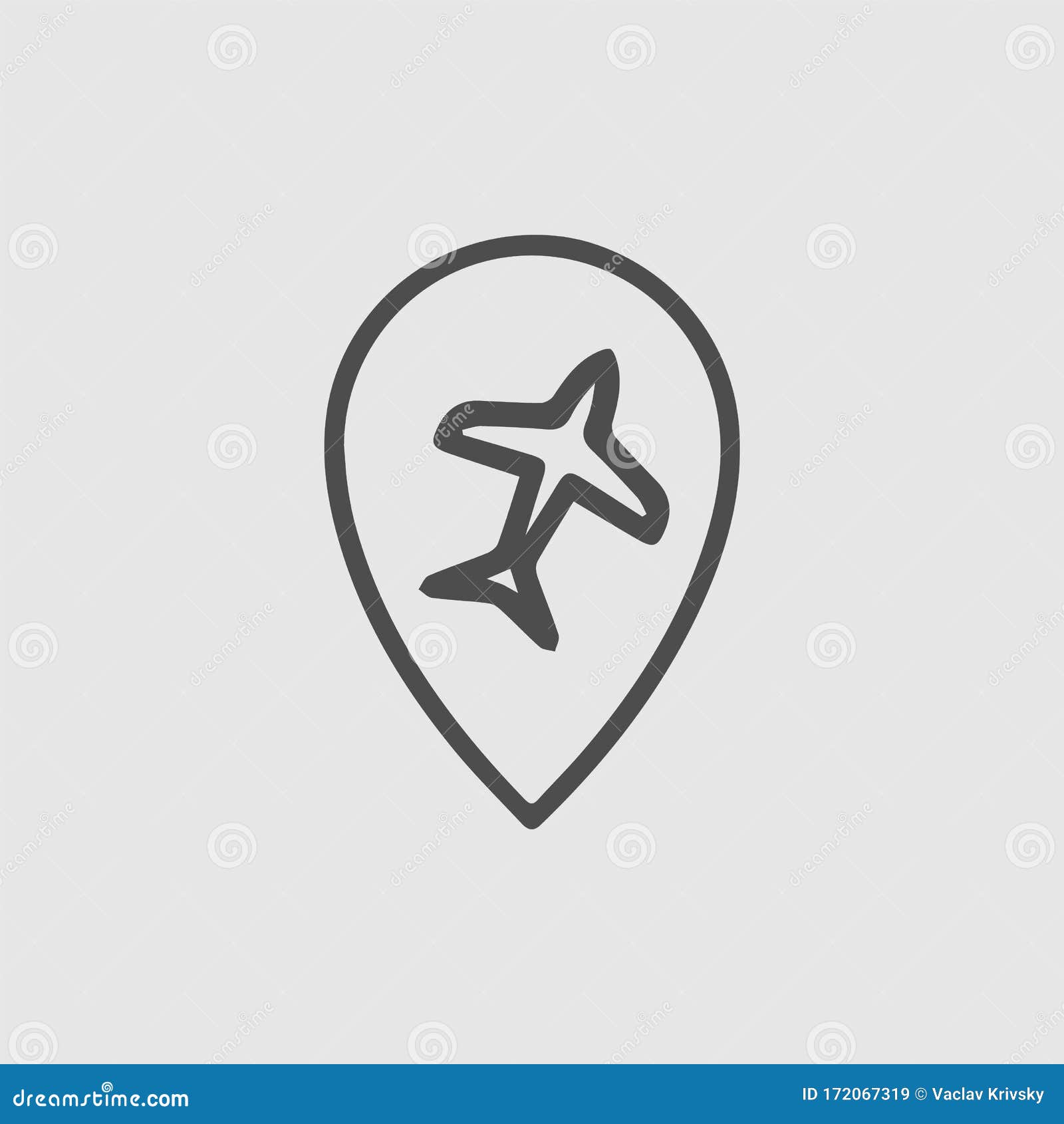 Plane in Map Pointer Icon. Airplane Location Stock Vector ...