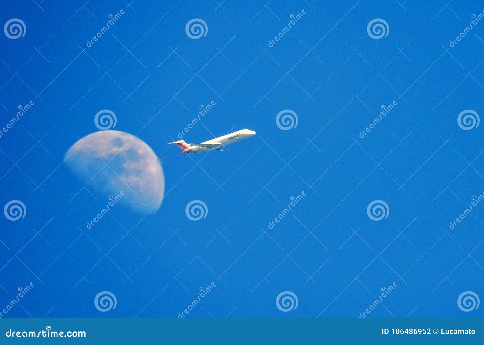Plane with moon editorial photography. Image of lunar - 106486952
