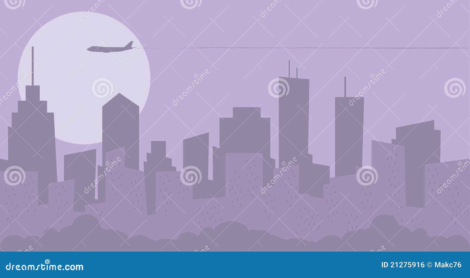 Plane Over City stock vector. Illustration of urban, jetliner - 21275916
