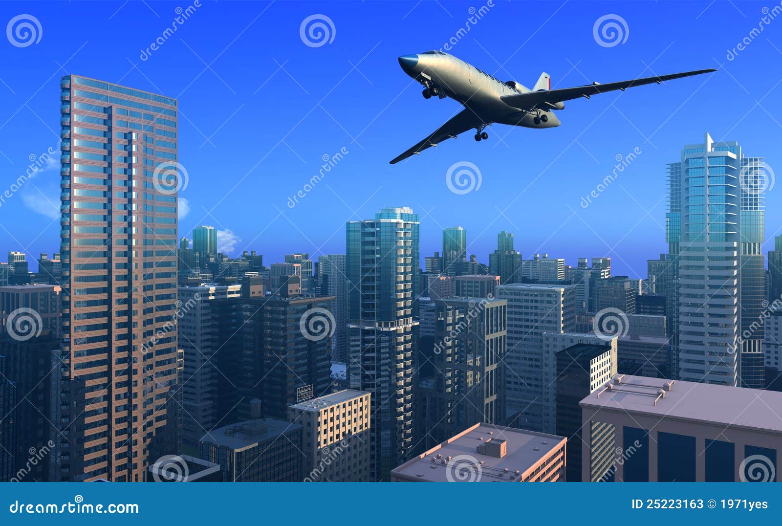 Plane over the city. stock illustration. Illustration of plane - 25223163
