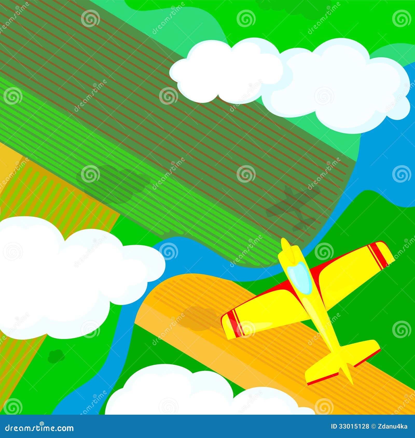 The plane over a field of stock vector. Illustration of land - 33015128