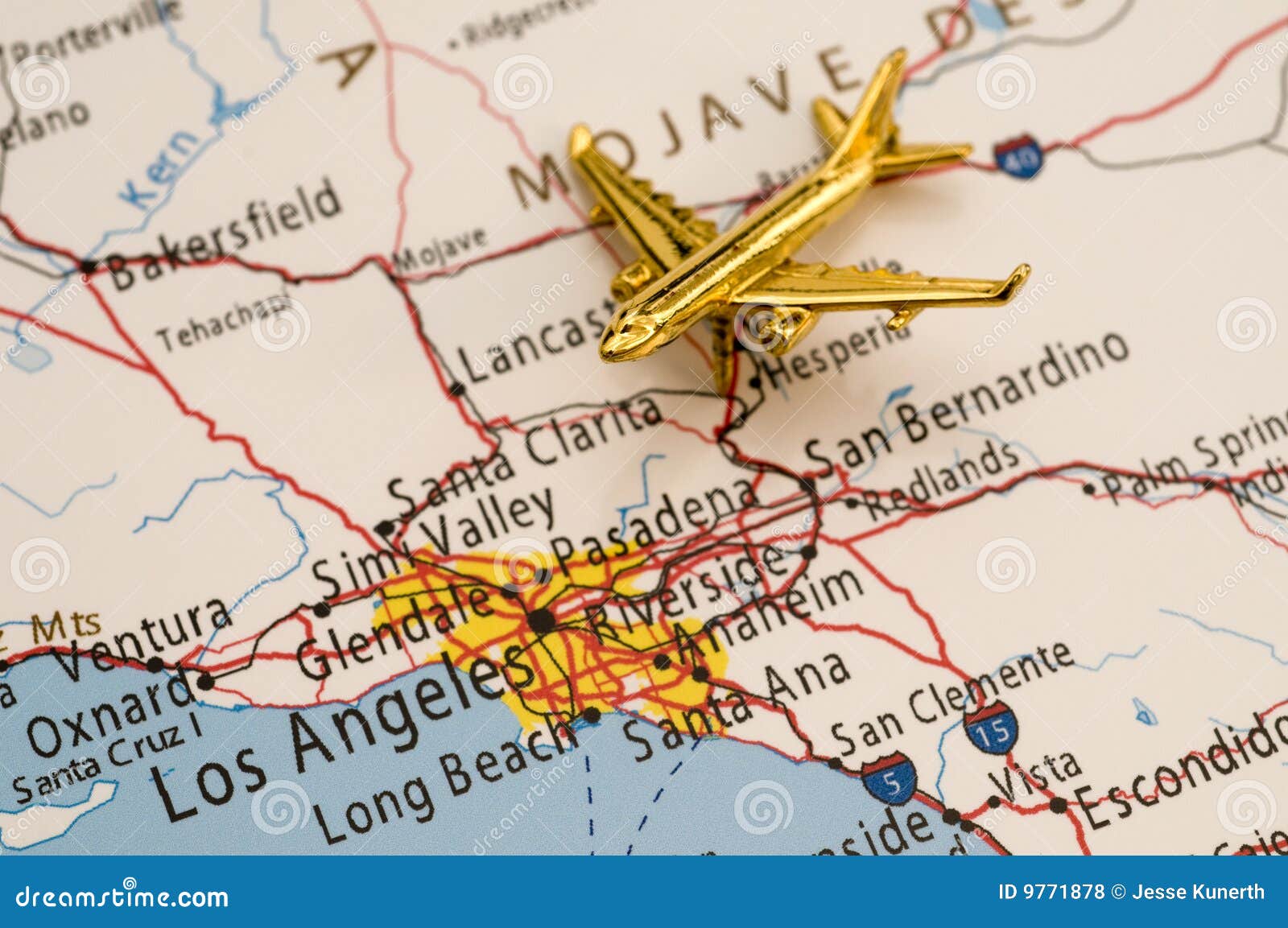 Plane Over Los Angeles stock photo. Image of plane, cities - 9771878
