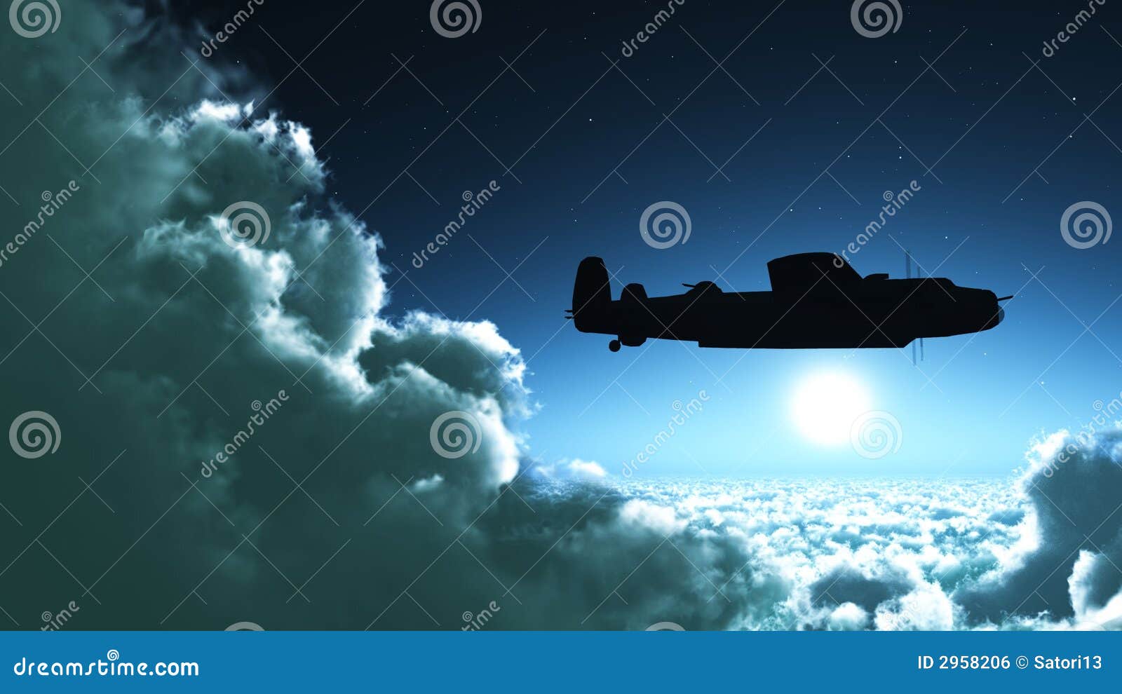 Plane Over The City Cartoon Vector | CartoonDealer.com #71722149