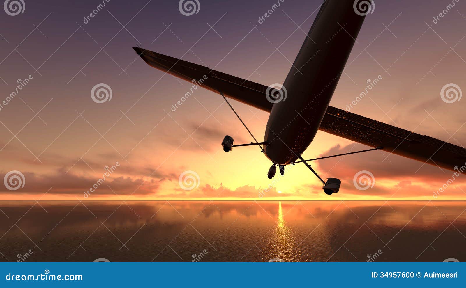 Plane over the ocean. stock photo. Image of corporate - 34957600