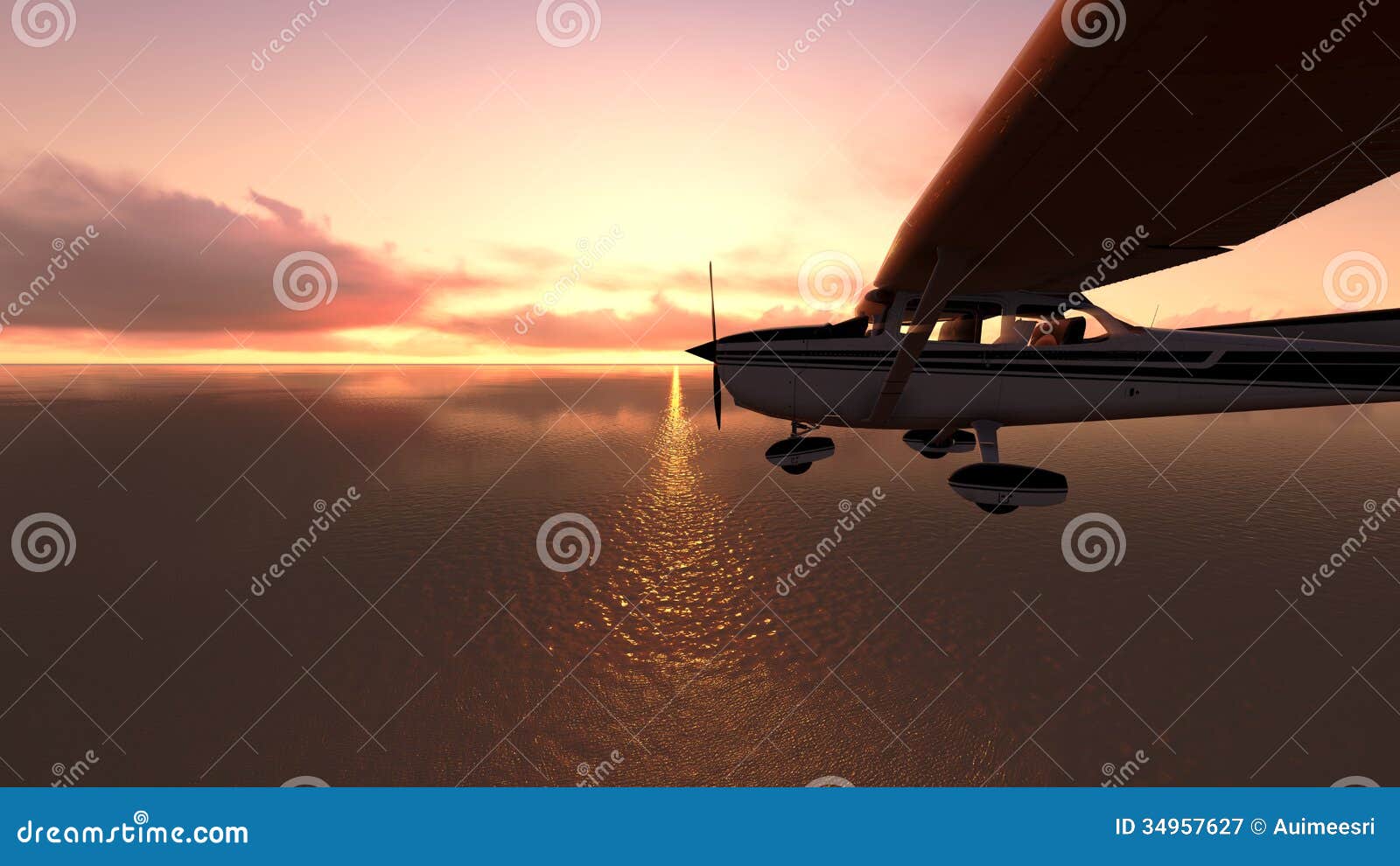 Plane over the ocean. stock image. Image of freedom, flight - 34957627