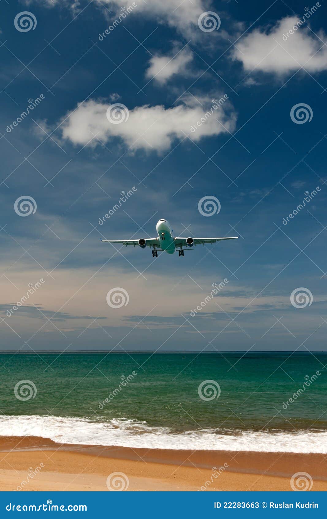 Plane Over a Tropical Beach Stock Image - Image of evening, heaven ...