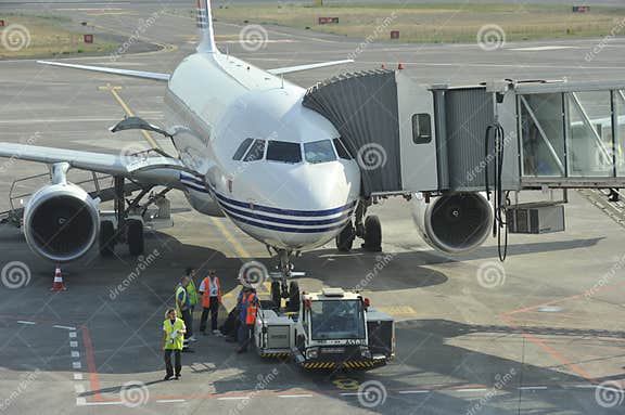 Plane parking at gate editorial photography. Image of busy - 23368282
