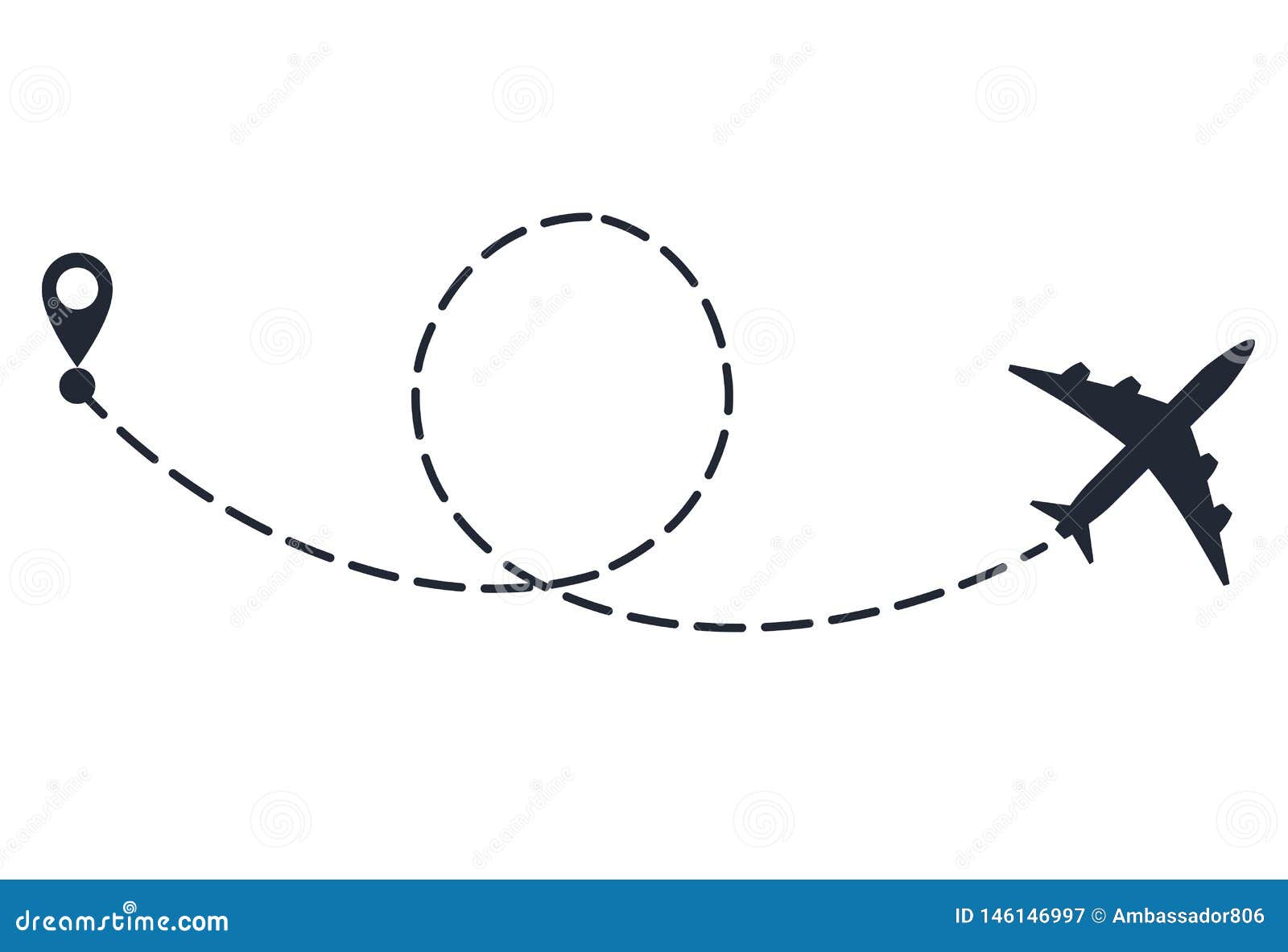 Plane with Path of Movement, Airplane Route, Trajectory Dotted Line ... Plane with Path of Movement, Airplane Route, Trajectory Dotted Line ...