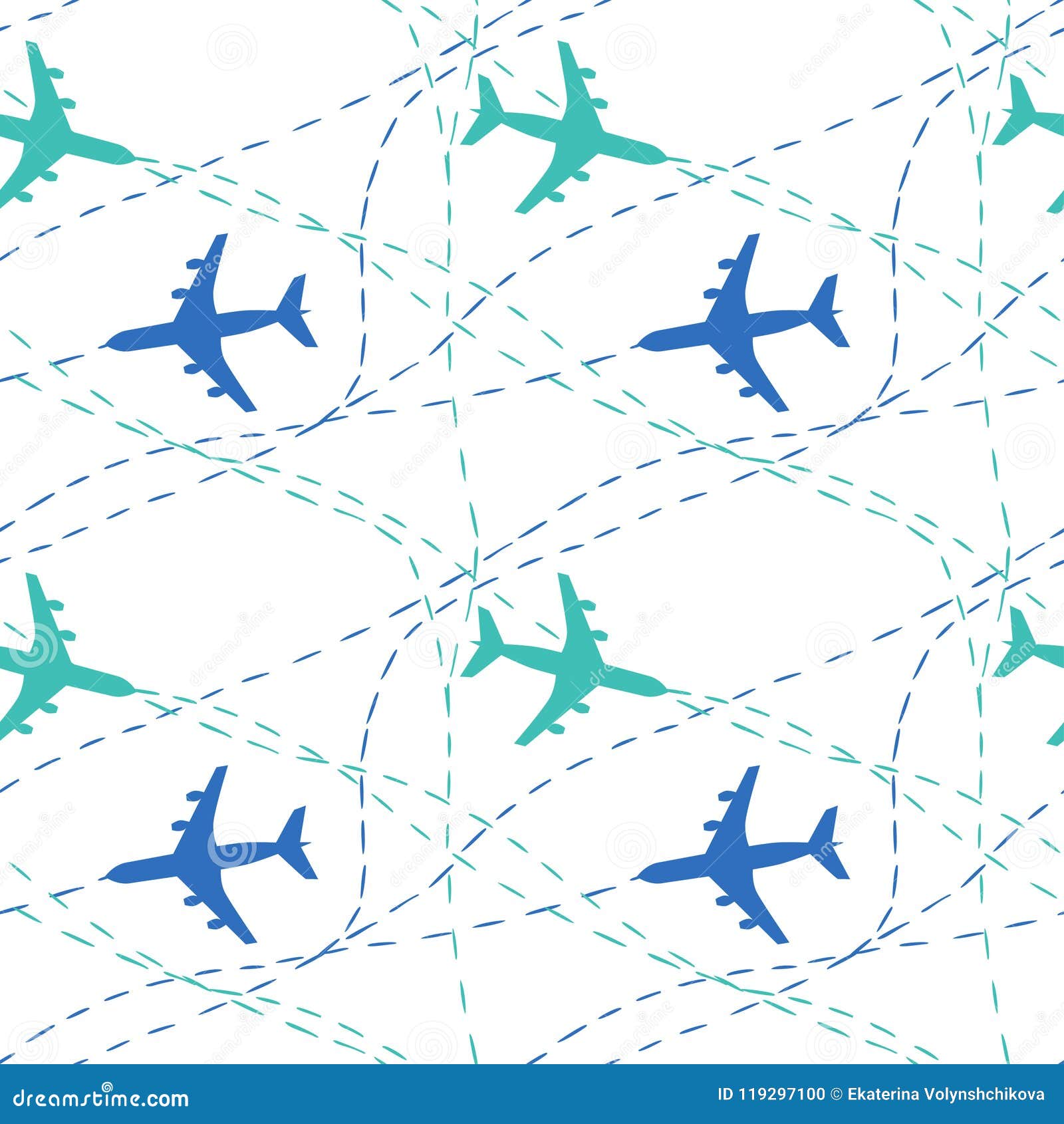 Plane Pattern, Seamless Pattern with Planes, Blue Plane on White Stock ...
