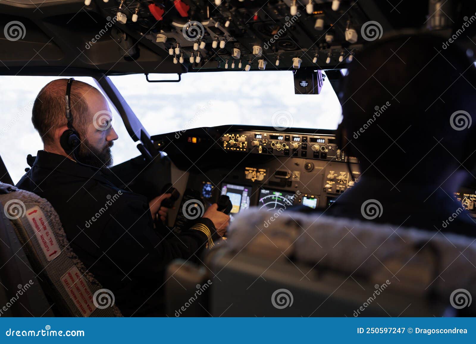Plane Pilot Pushing Buttons To Start Power on Dashboard Control Stock ...
