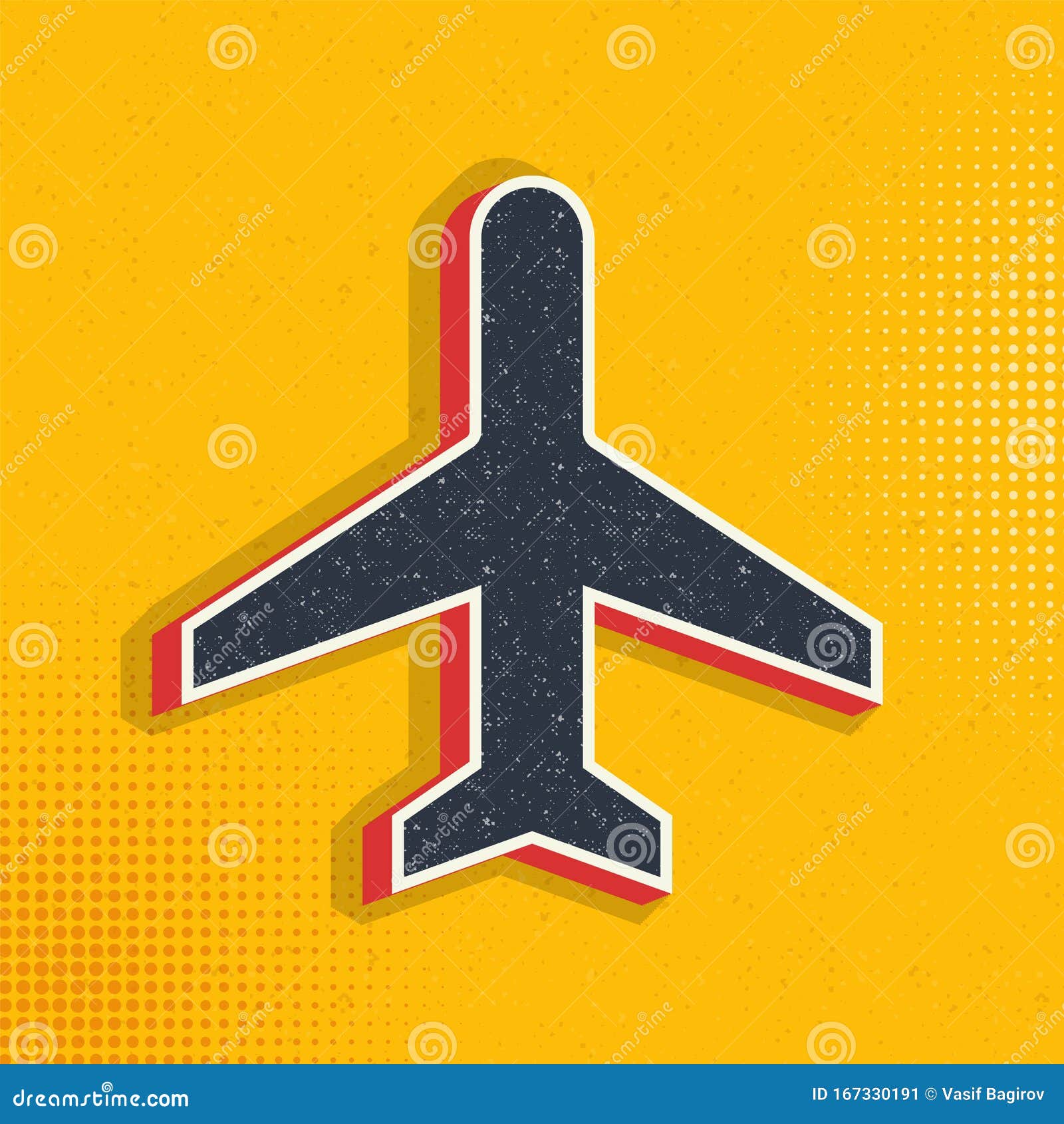 Plane Pop Art, Retro Icon. Vector Illustration of Pop Art Style Stock ...