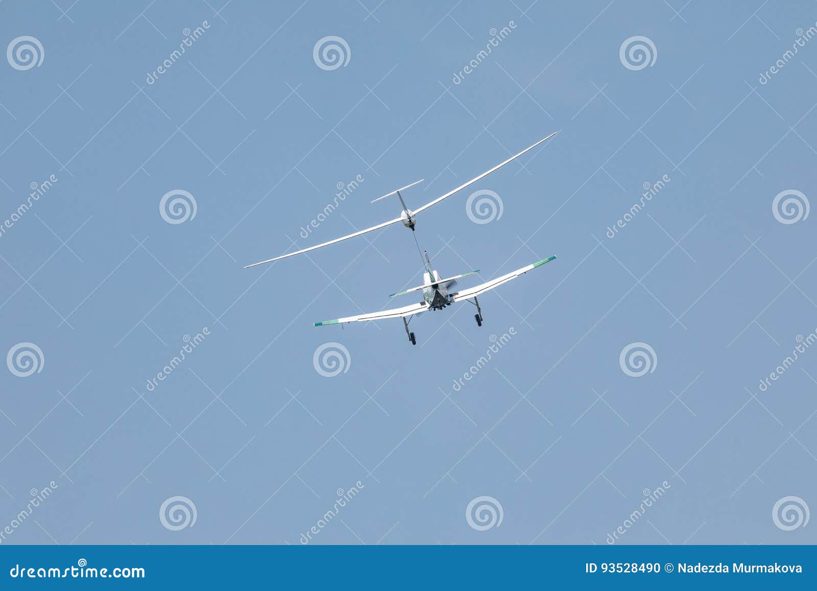 Plane Pulling of a Glider, a Small Sports Plane Pulls a Glider into the ...