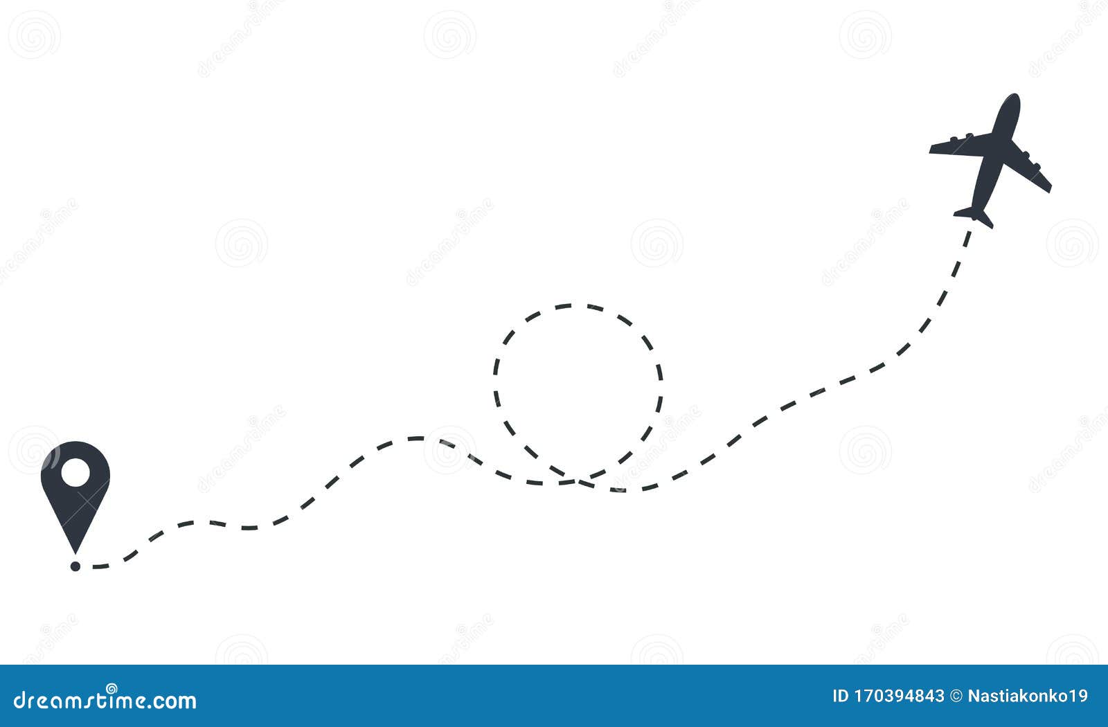 Plane Route From Departure To Arrival. Airplane Path. Flight Path Of ...