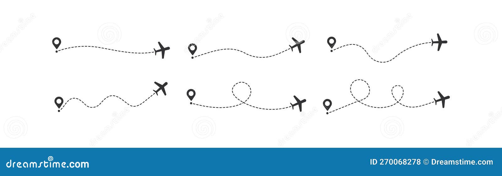 Plane Route From Departure To Arrival. Airplane Path. Flight Path Of ...