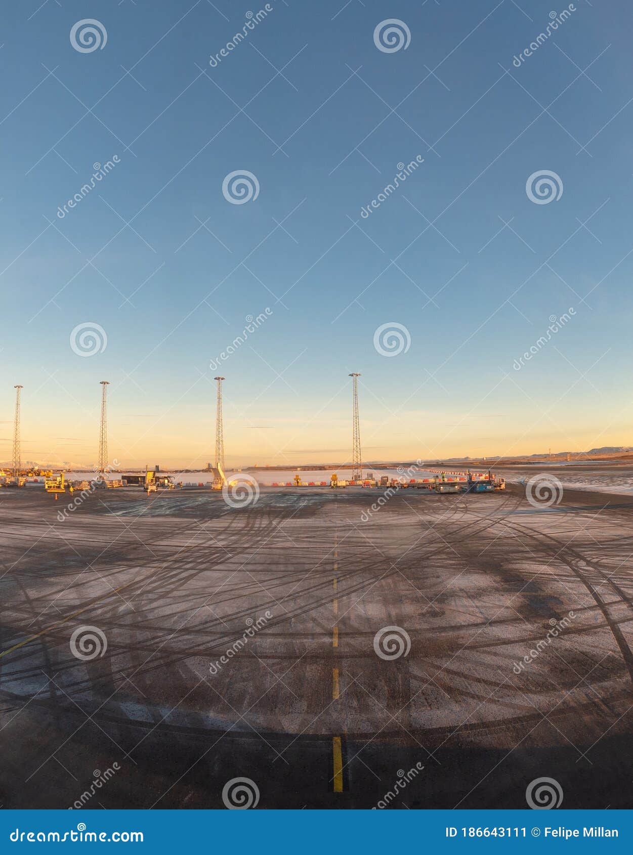 Plane Runway Covered with Ice, Vehicle Track Marks Stock Image - Image ...