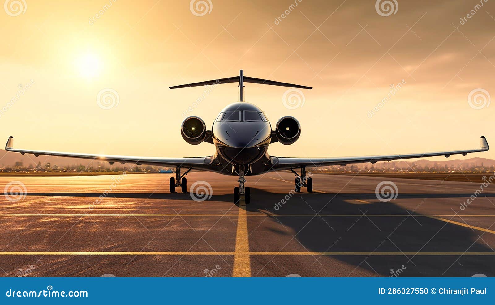 A Plane is on the Runway with the Front Stock Photo - Image of aviation ...